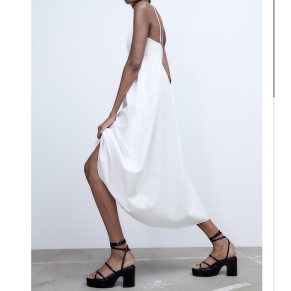 Zara | Dresses | Nwt Zara Voluminous Midi Dress White | Poshmark